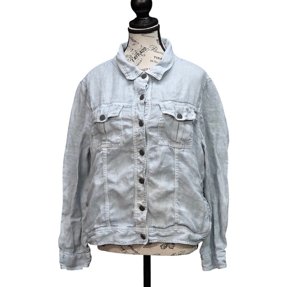 Sundance | Jackets & Coats | Sundance Womens Light Blue Linen Trucker ...